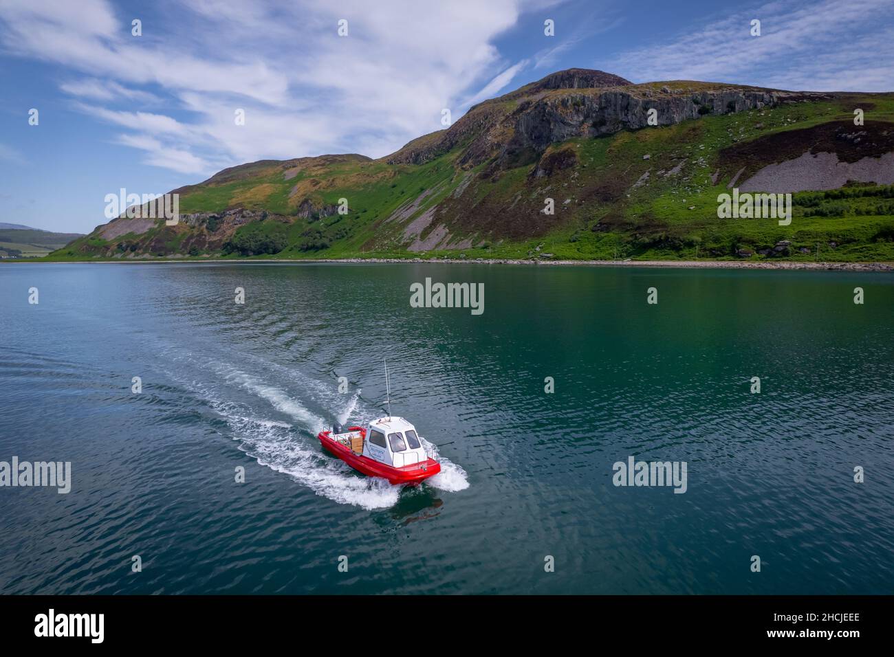 Small Red Passenger Ferry at Sea Stock Photo - Alamy