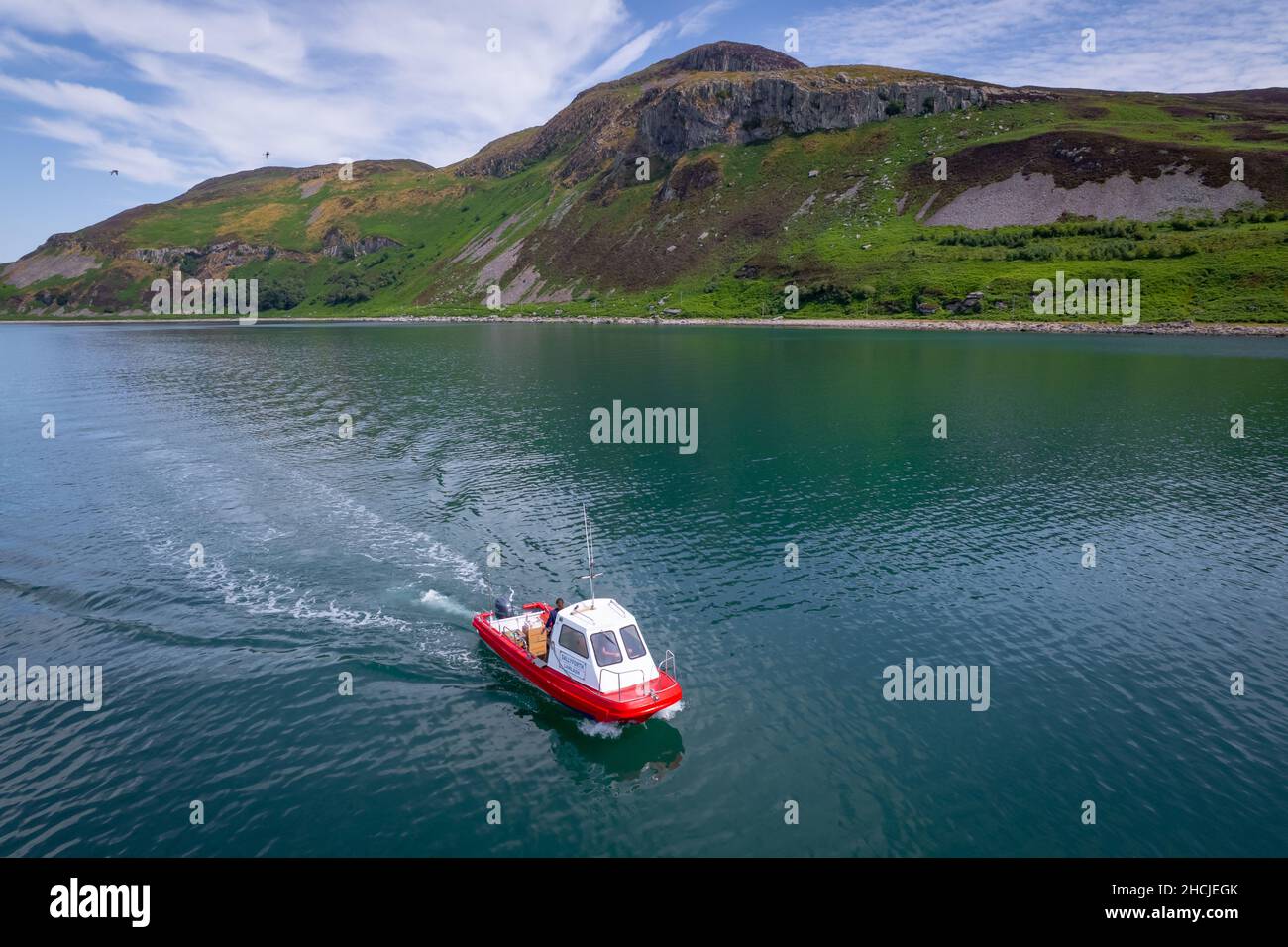 Small Red Passenger Ferry at Sea Stock Photo - Alamy