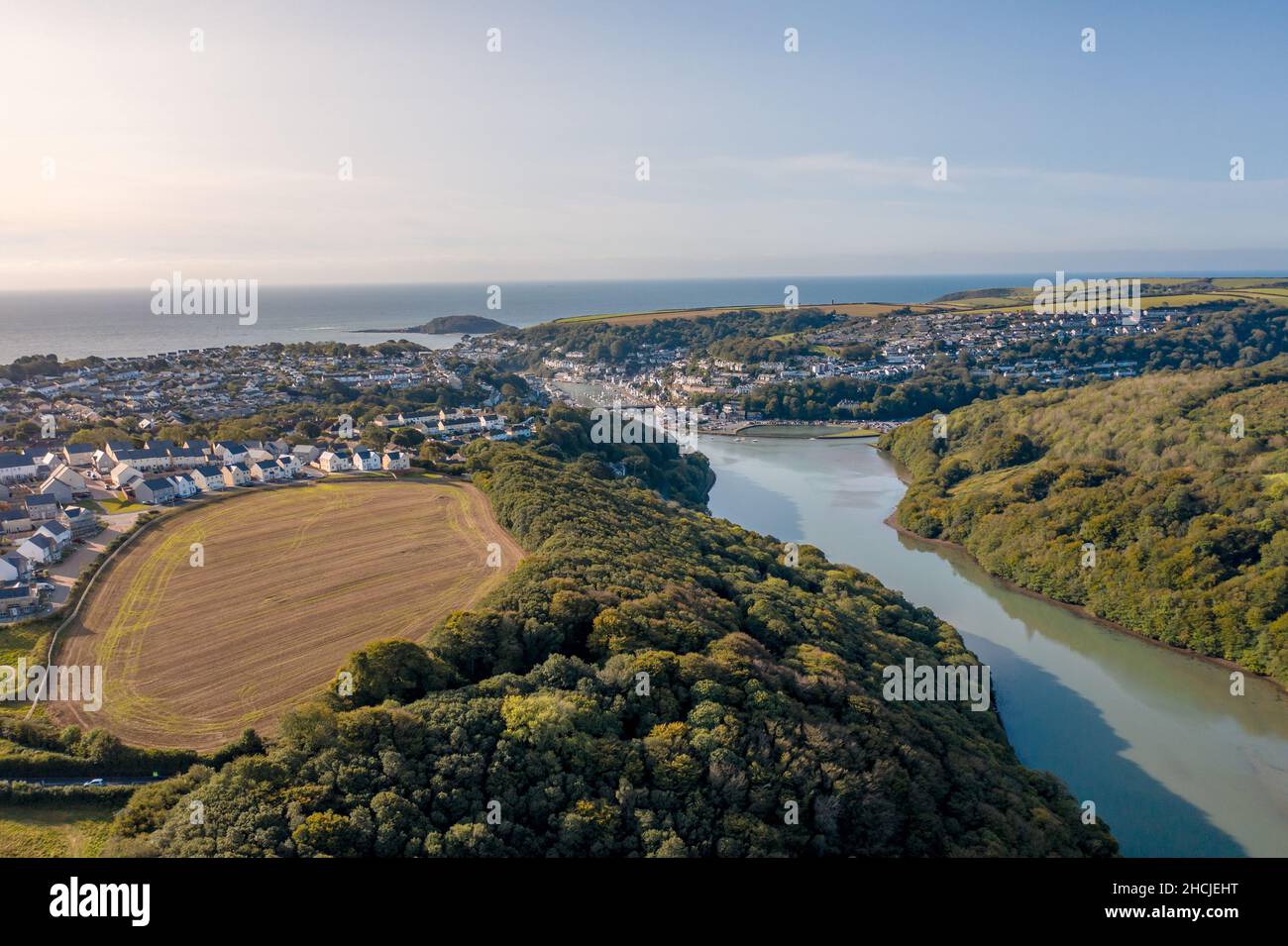 Looe Town in Cornwall Aerial View Stock Photo - Alamy