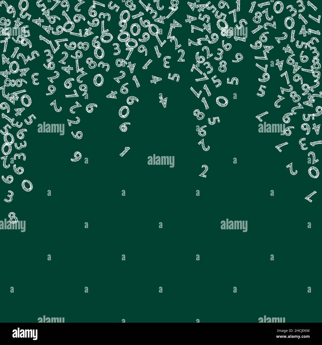 Falling handdrawn chalk numbers. Math study concept with flying digits ...