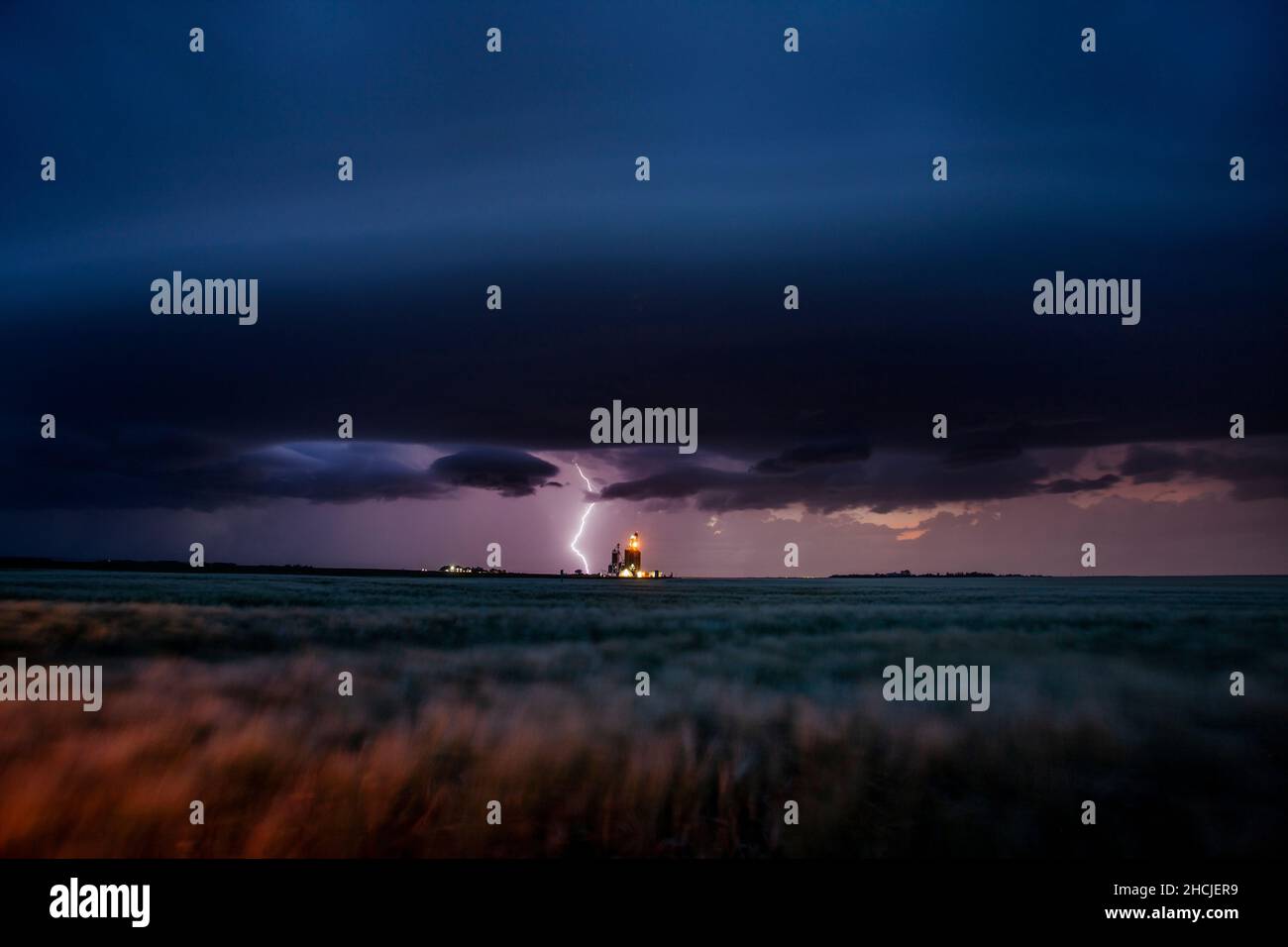 Major lightning Saskatchewan storm in summer rural Canada Stock Photo ...