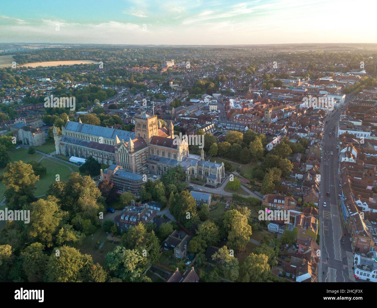 St Albans City and Cathedral in the Early Morning Stock Photo - Alamy