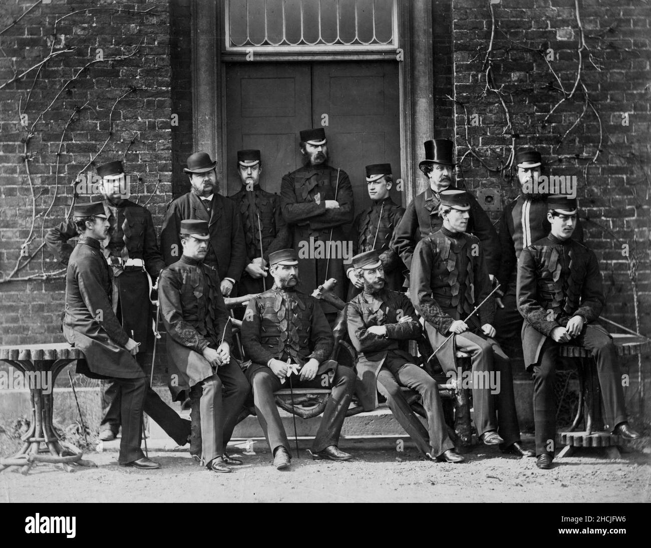 Group photograph of Victorian British Army officers casually posed ...