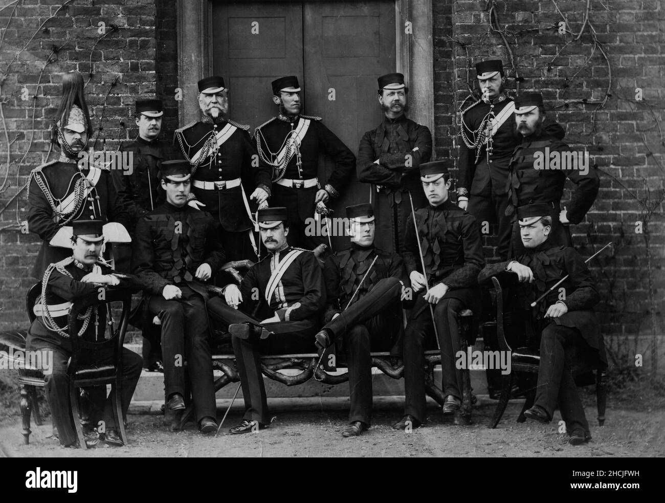 Group photograph of Victorian British Army officers casually posed ...