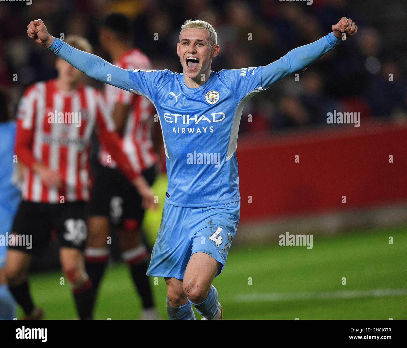 London, UK. 29th Dec, 2021. Phil Foden celebrates during the Premier ...