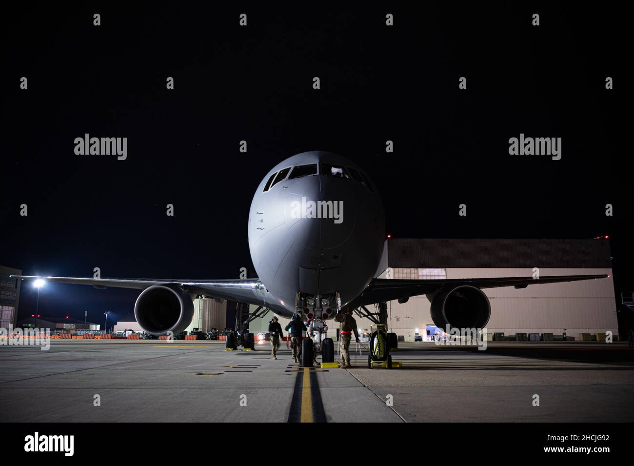 A KC-46A Pegasus arrives at Joint Base McGuire-Dix-Lakehurst, N.J., Dec ...