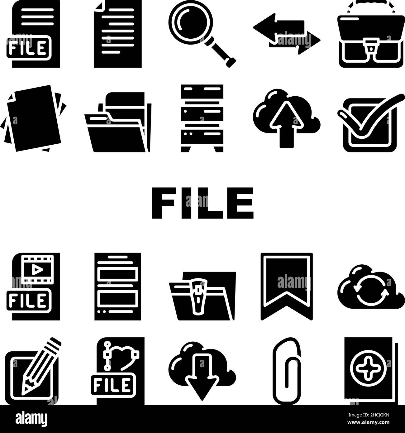 File Computer Digital Document Icons Set Vector Stock Vector Image ...
