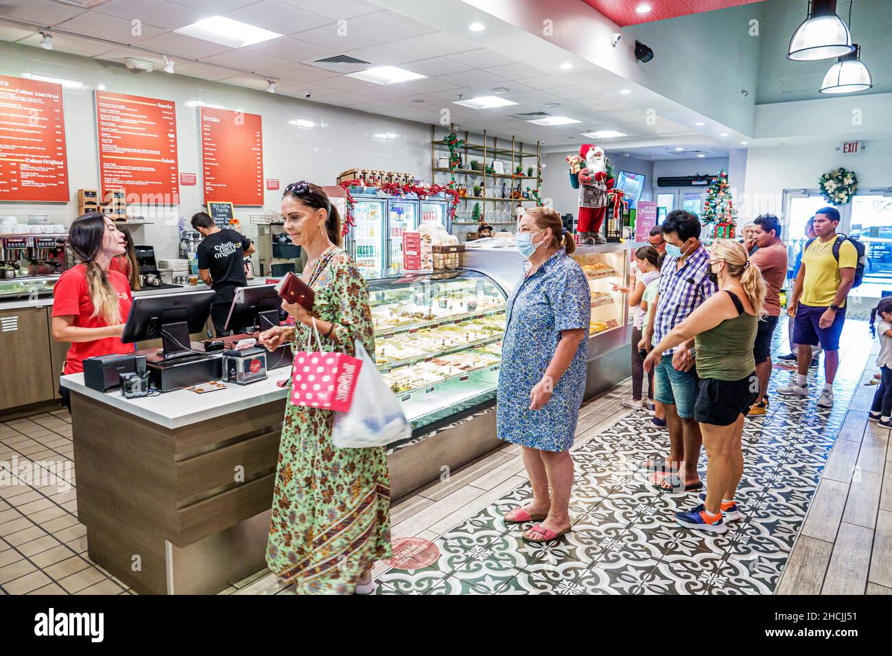 Miami Beach Florida CAO Bakery & Cafe inside interior customers line ...