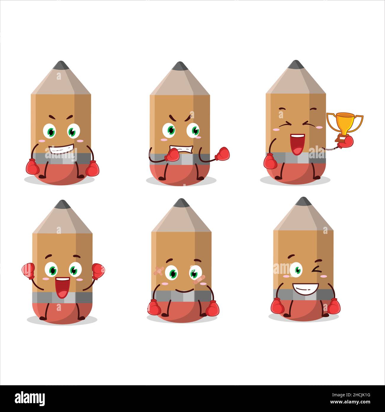 A sporty Pencil boxing athlete cartoon mascot design. Vector ...
