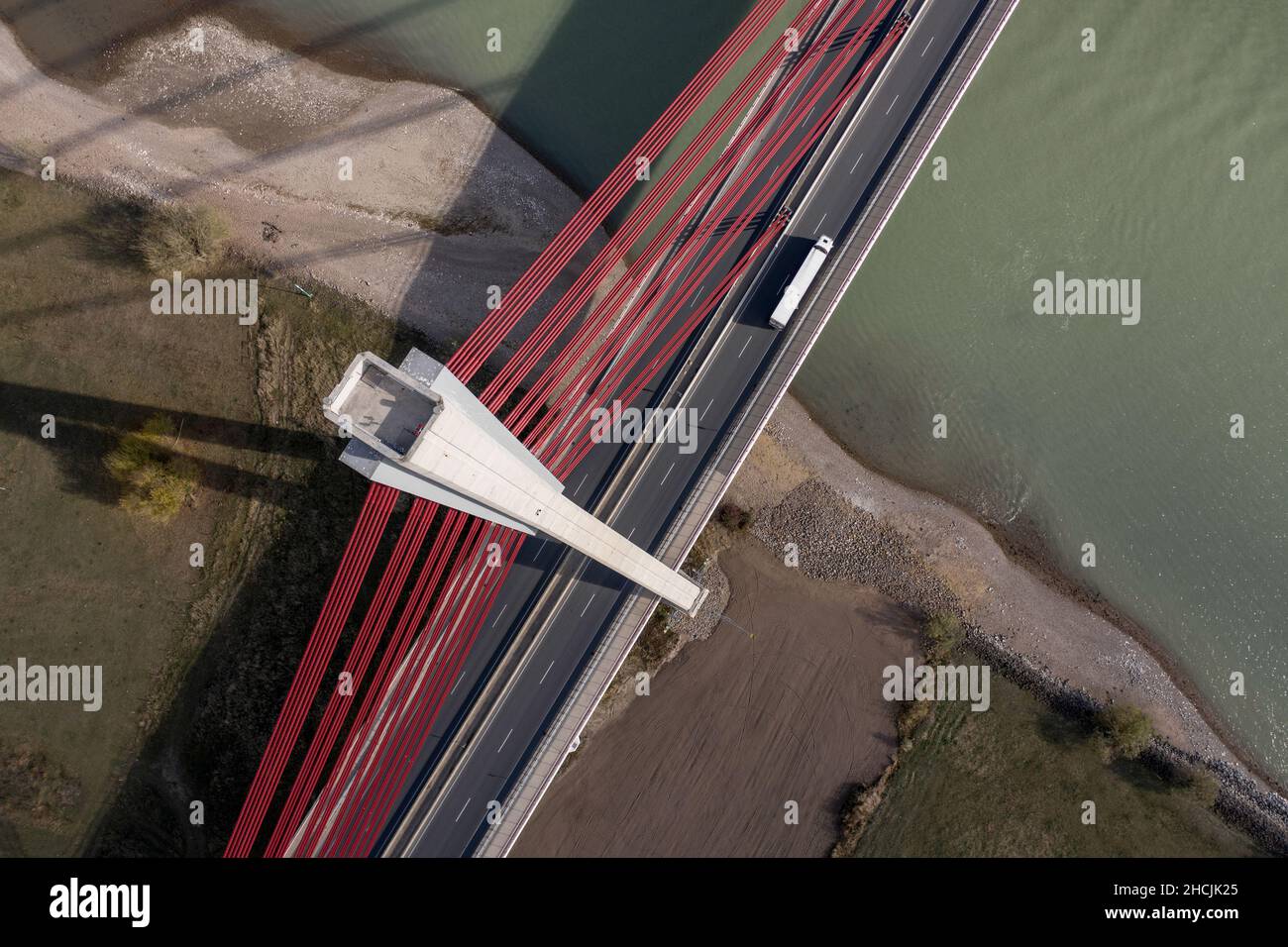 Bridge Crossing a River Used for Cargo Transport of Goods Via Ship ...