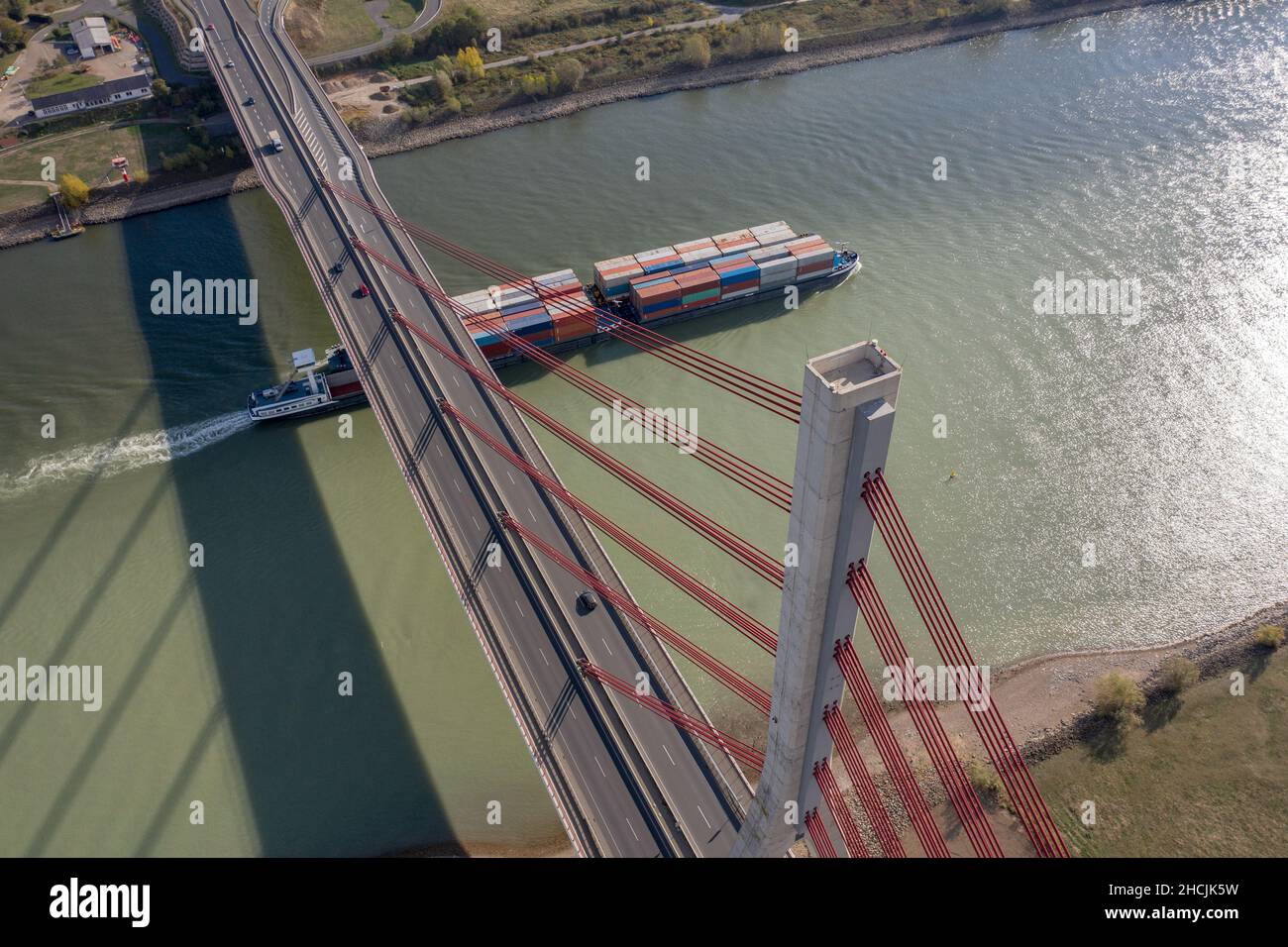 Bridge Crossing a River Used for Cargo Transport of Goods Via Ship ...