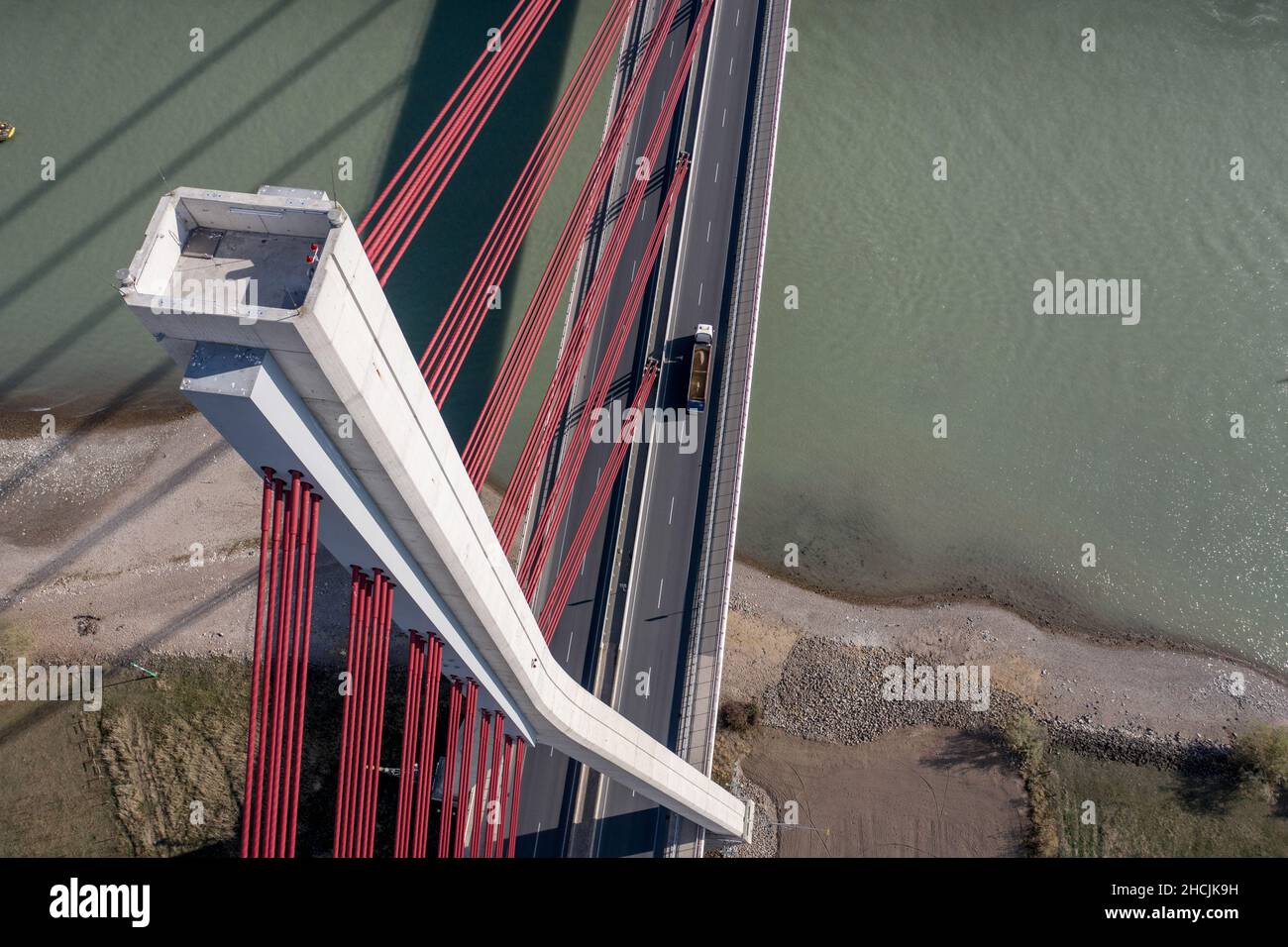 Bridge Crossing a River Used for Cargo Transport of Goods Via Ship ...