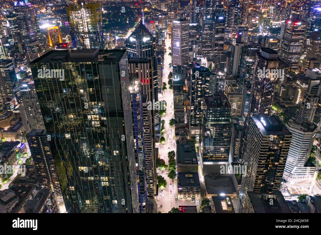 The City of Melbourne CBD at Night Aerial View Stock Photo - Alamy