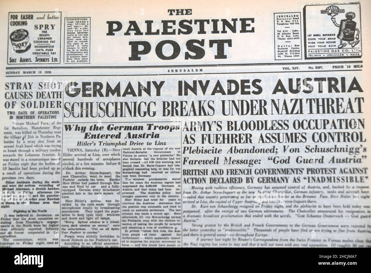 Headline from Israeli newspaper featuring an historical event - Germany ...