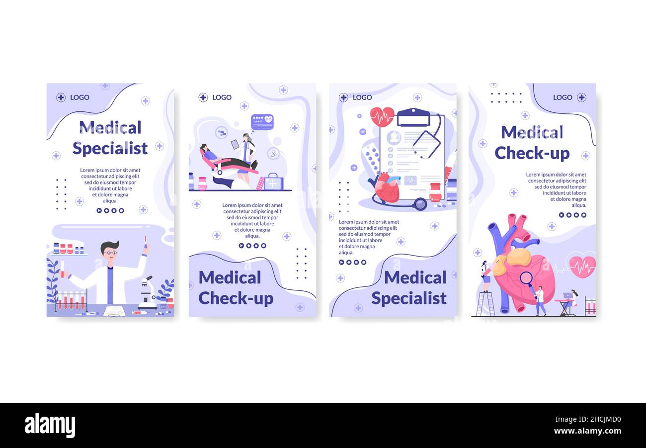 Medical Check up Post Template Health care Flat Design Illustration ...