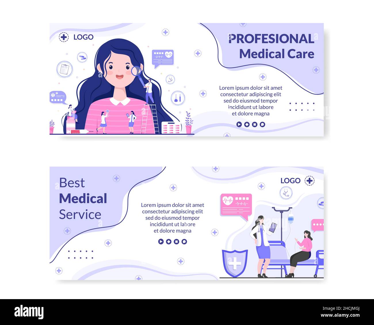 Medical Check up Post Template Health care Flat Design Illustration ...