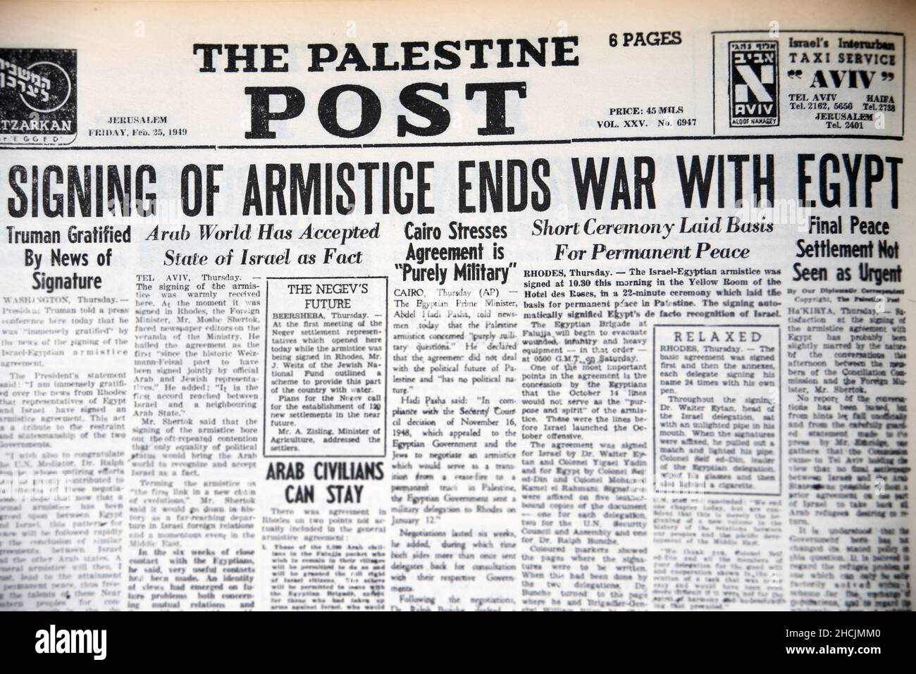 Headline from Israeli newspaper featuring an historical event - Peace ...