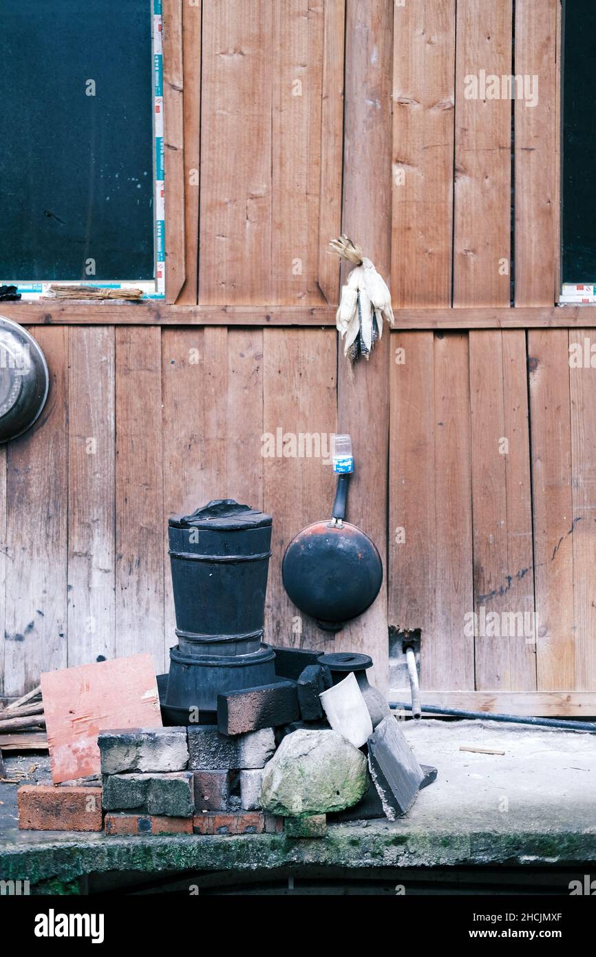 Rural earthen stove platform Stock Photo - Alamy