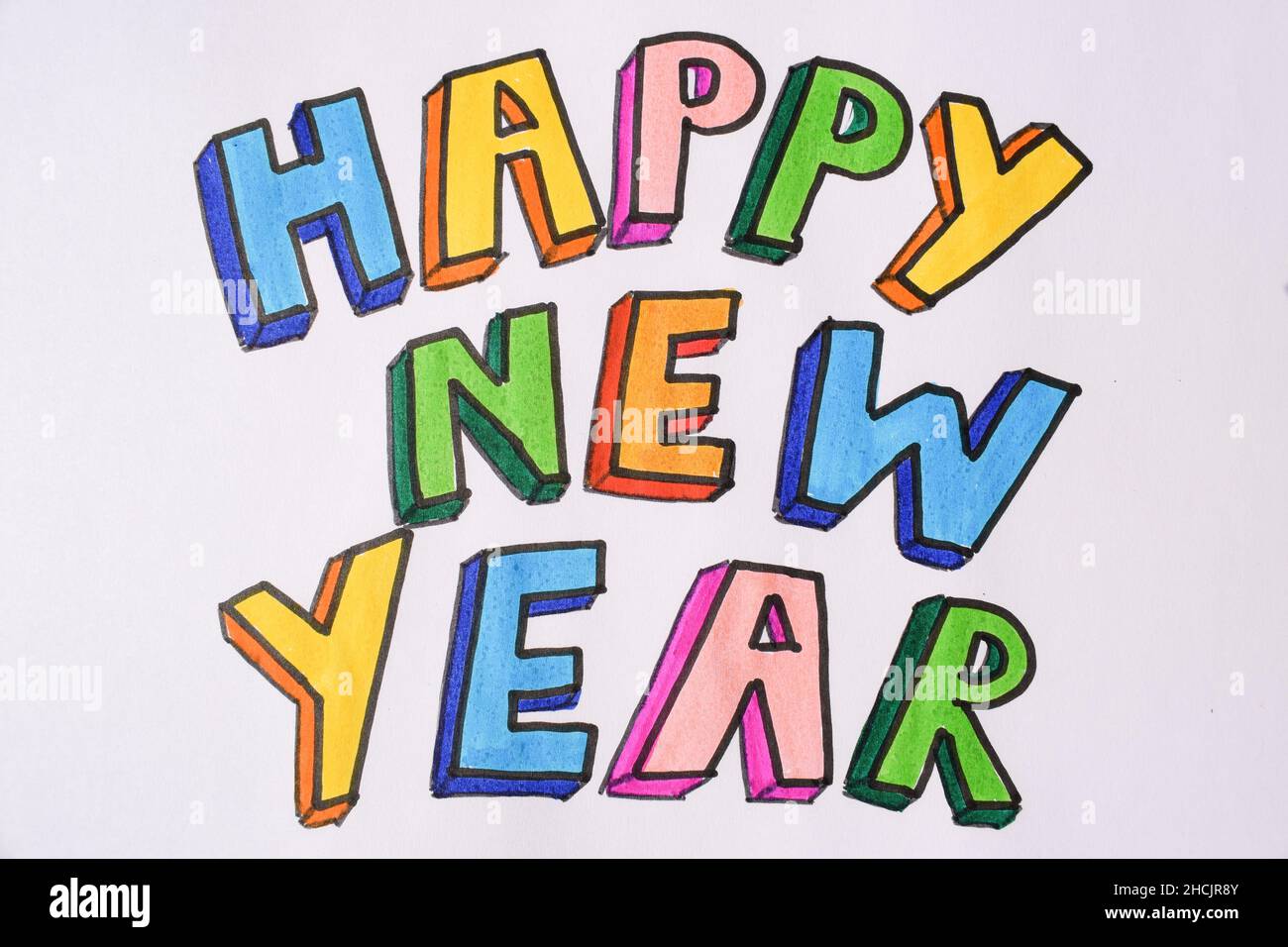 Happy New year fonts written with capital alphabets letters with ...