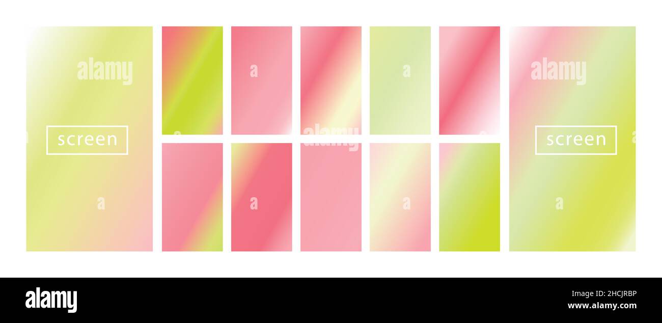 Mobile screen lock display collection of colorful backgrounds in trendy ...
