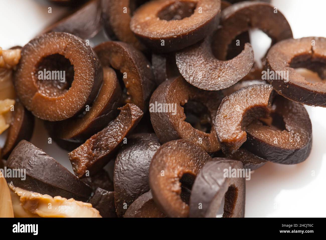Close up picture of sliced black olives Stock Photo - Alamy