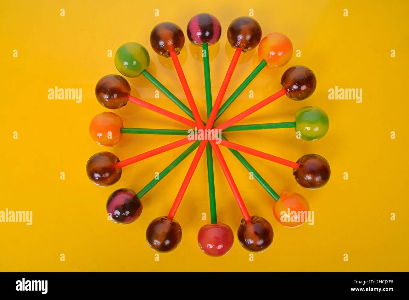 Mix of colorful lollipops. Children lollipops on a pastel background ...
