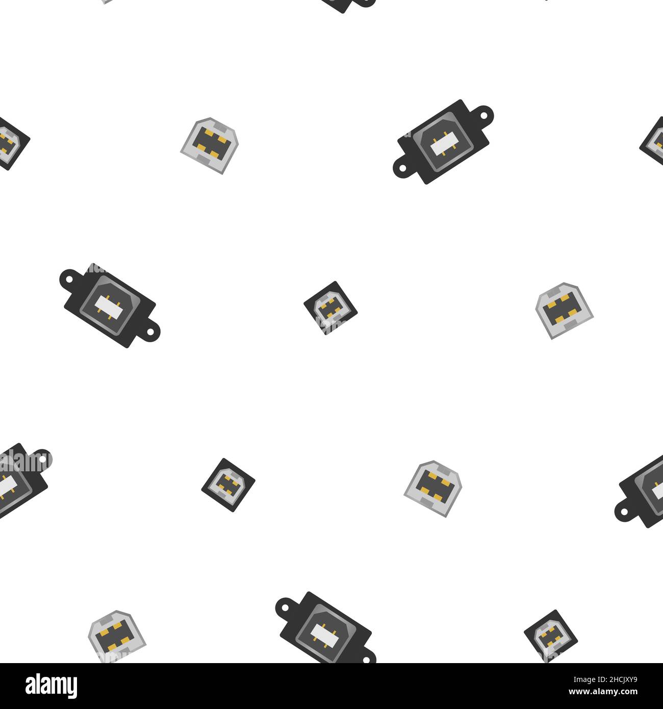 Pattern of USB type B. USB type B sockets - dad and mom. On a white ...