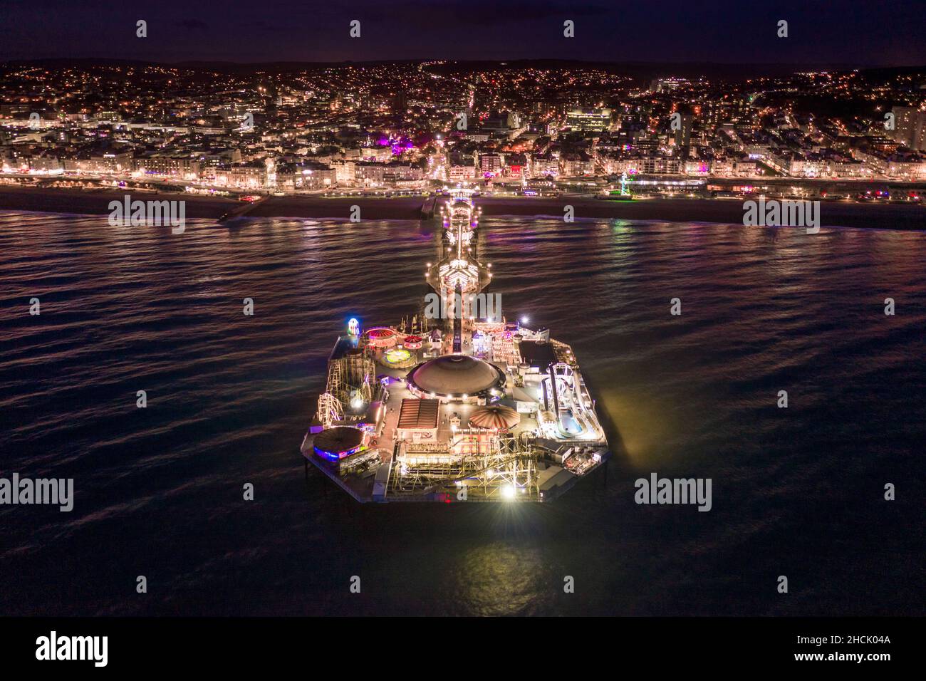 Brighton Palace Pier Illuminated at Night Stock Photo - Alamy