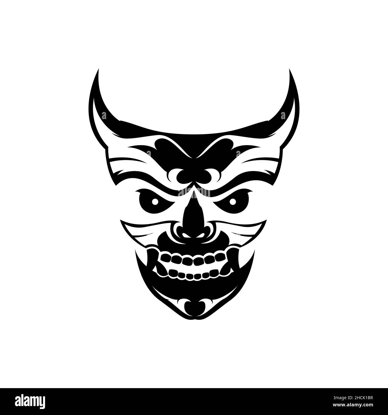 Japanese samurai warrior helmet mask Black and White Stock Photos ...