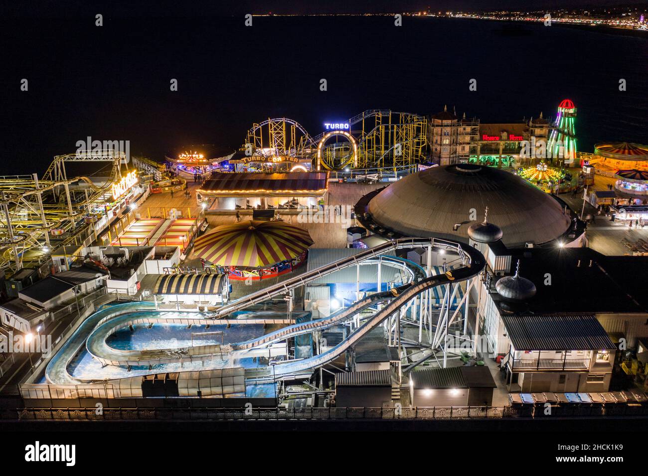 Brighton Palace Pier Illuminated at Night Stock Photo - Alamy