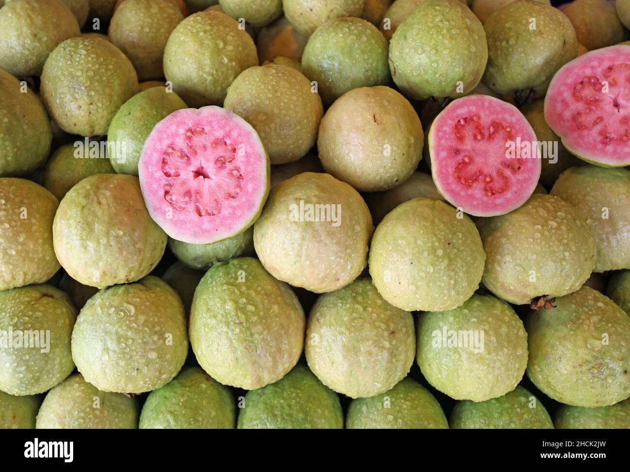 Fresh guava fruit at a store in Jiufen Old Street in New Taipei City ...