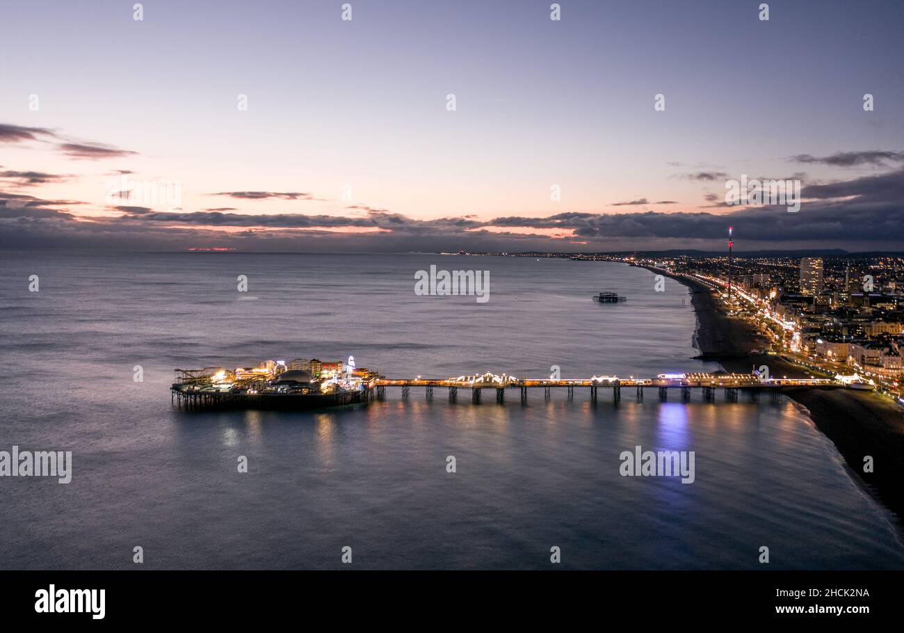 Brighton Palace Pier Illuminated at Night Stock Photo - Alamy
