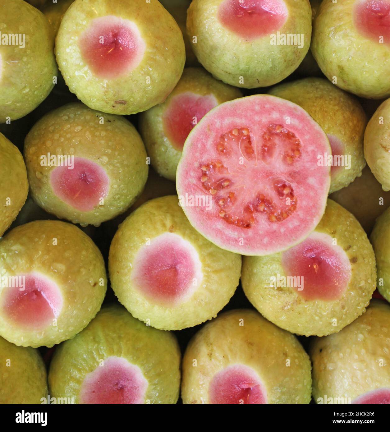Fresh guava fruit at a store in Jiufen Old Street in New Taipei City ...