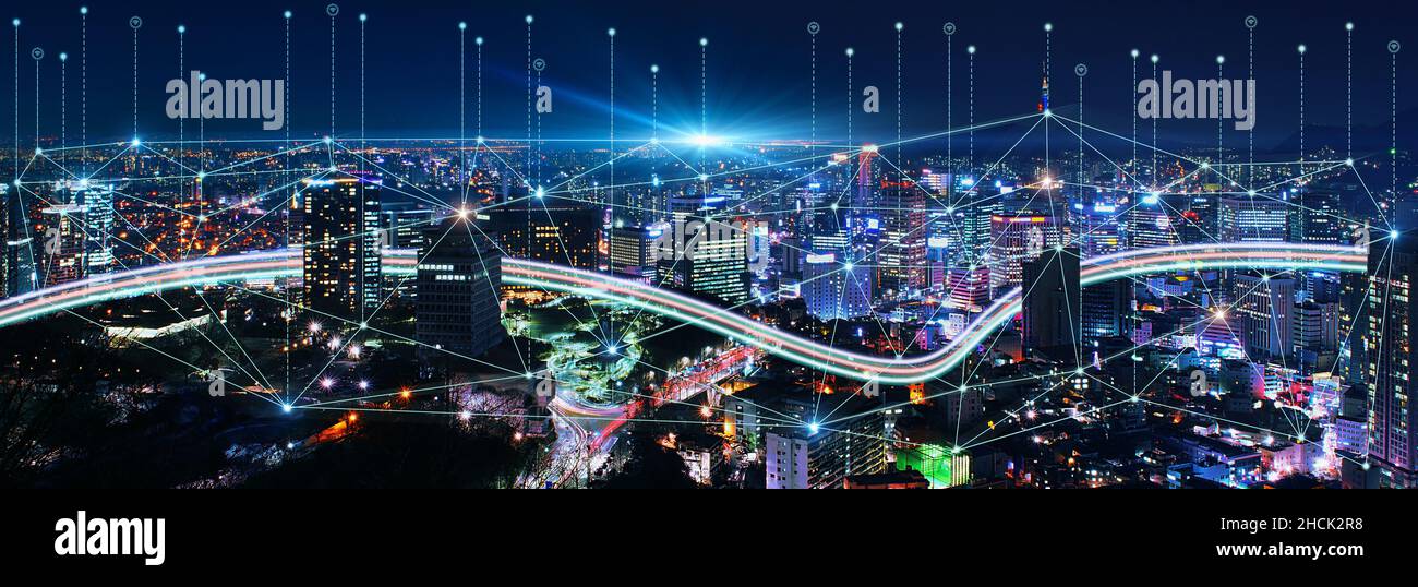 Smart connection network system, smart city network concept, 5G ...