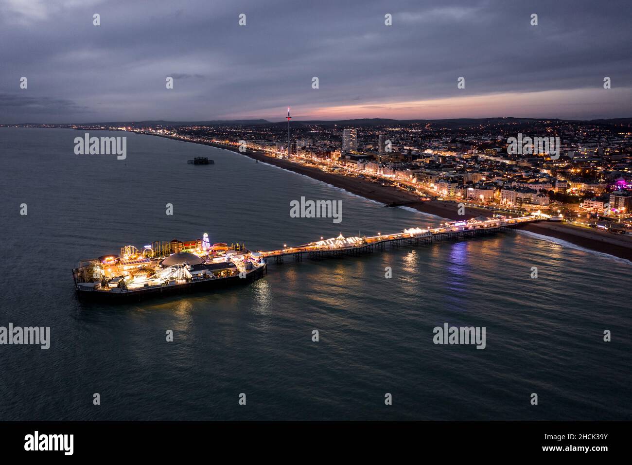 Brighton Pier Illuminated at Night in the UK Stock Photo - Alamy