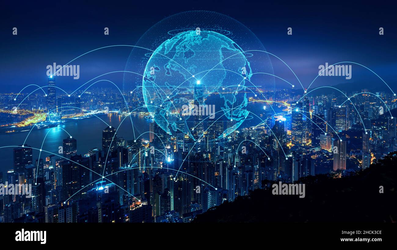 Smart connection network system, smart city network concept, 5G ...