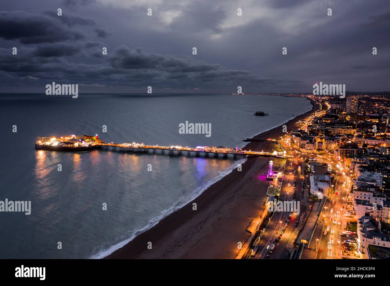 Brighton Pier Illuminated at Night in the UK Stock Photo - Alamy