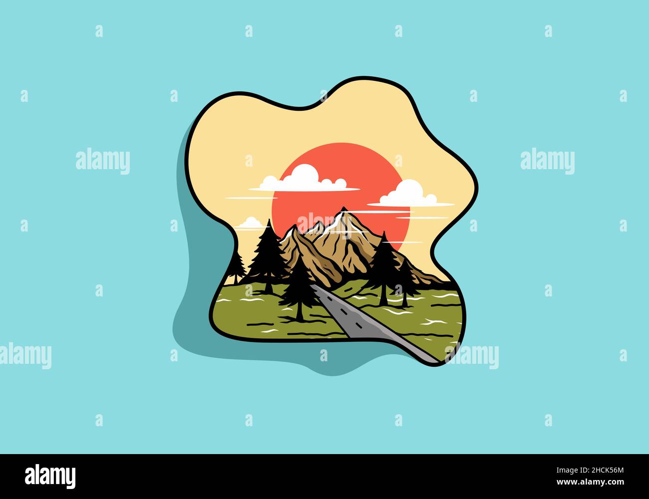Middle road and mountain illustration design Stock Vector Image & Art ...