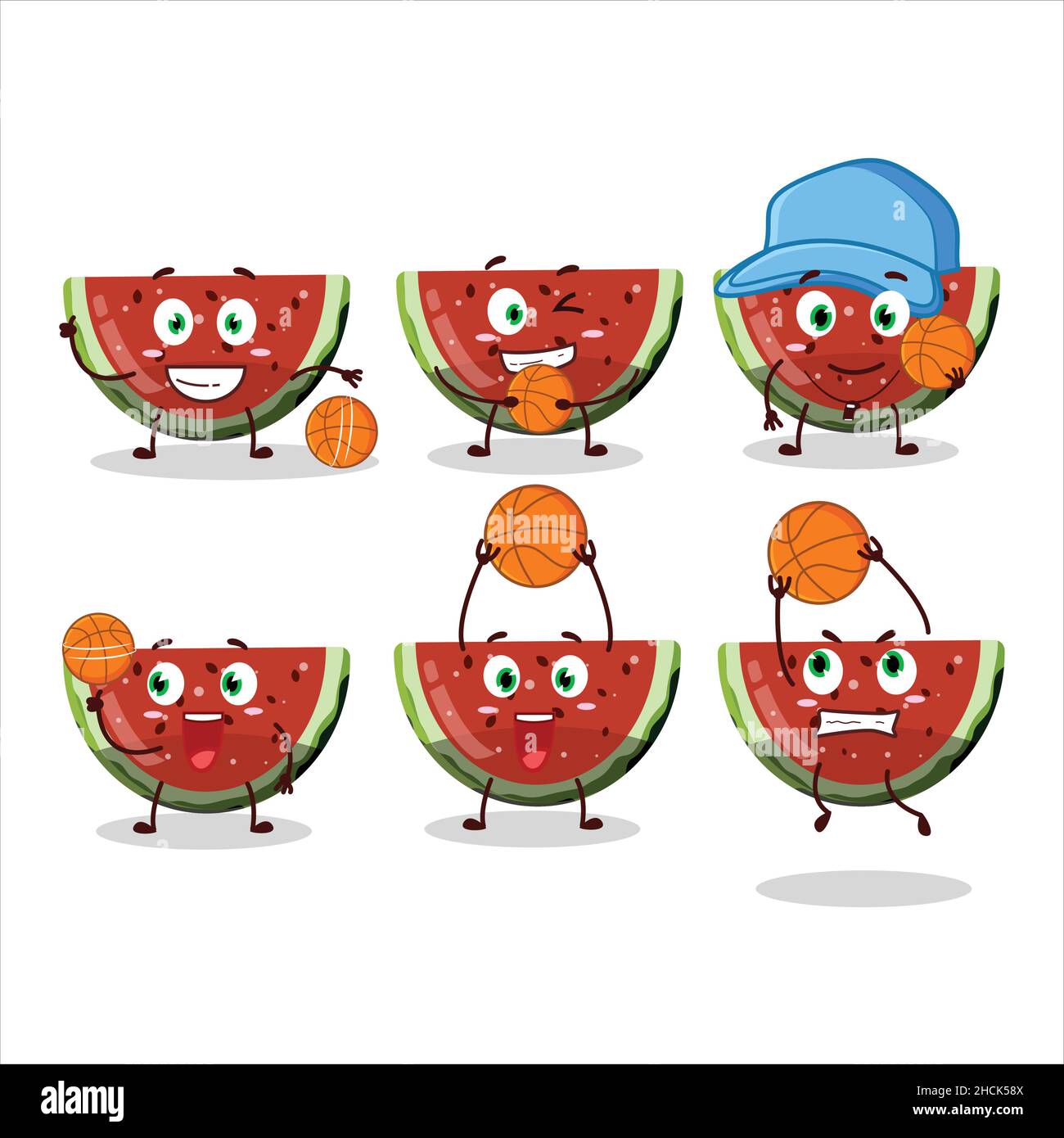 Talented watermelon gummy candy cartoon character as a basketball ...