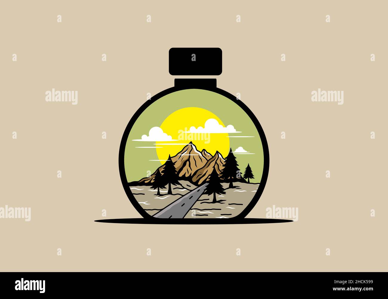 Middle road and mountain illustration design Stock Vector Image & Art ...