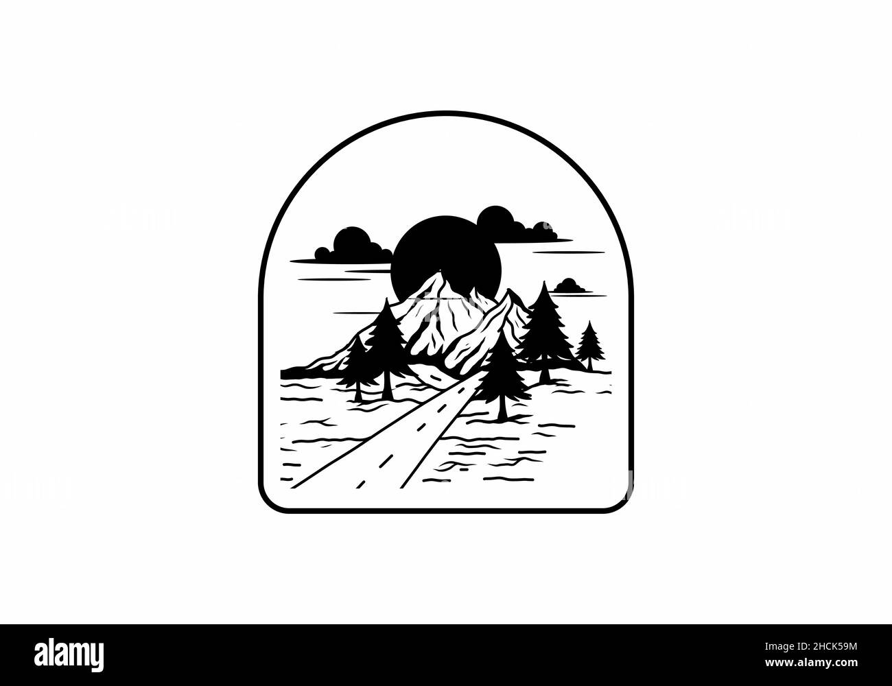 Middle road and mountain illustration design Stock Vector Image & Art ...