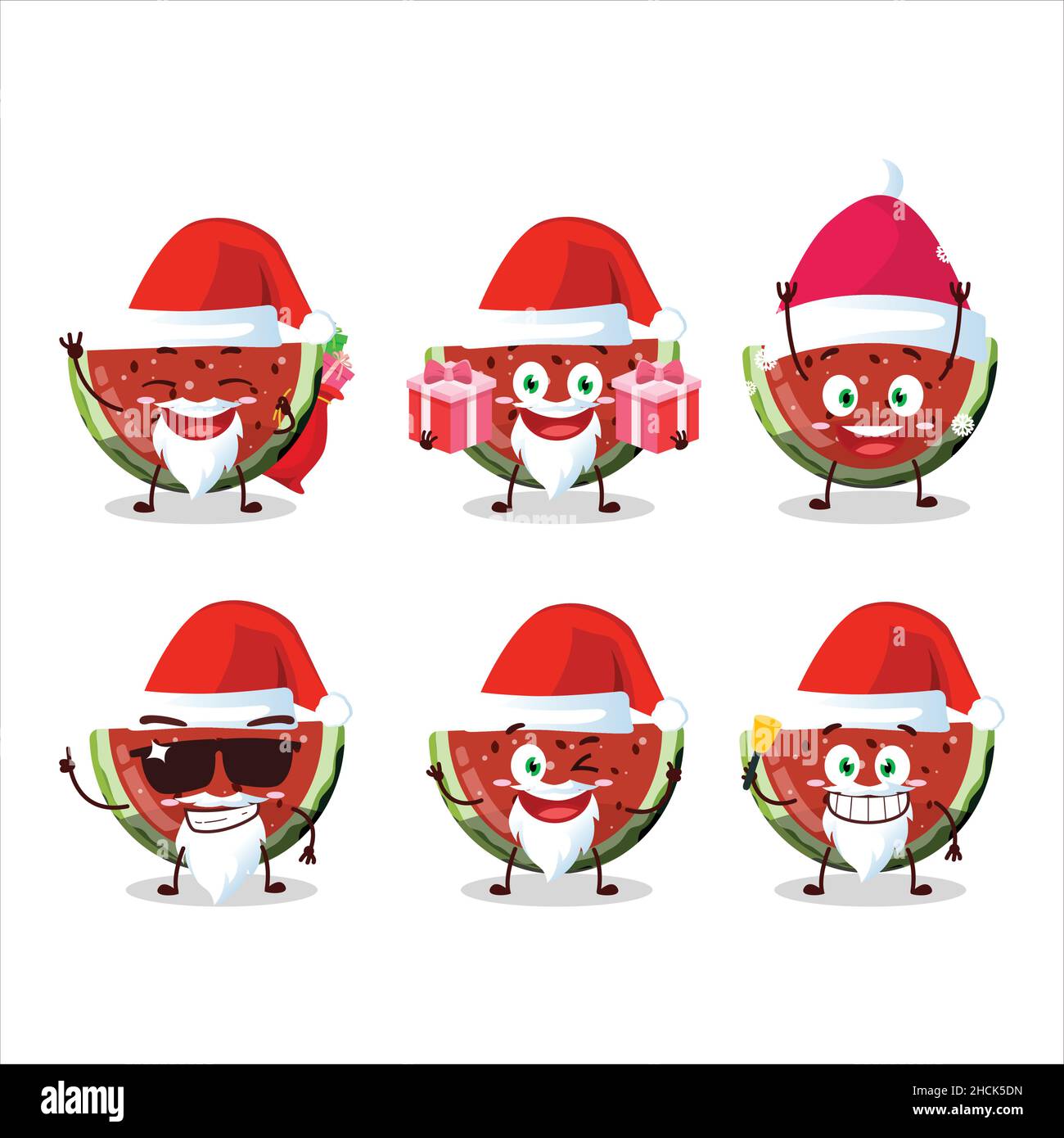Santa Claus emoticons with watermelon gummy candy cartoon character ...