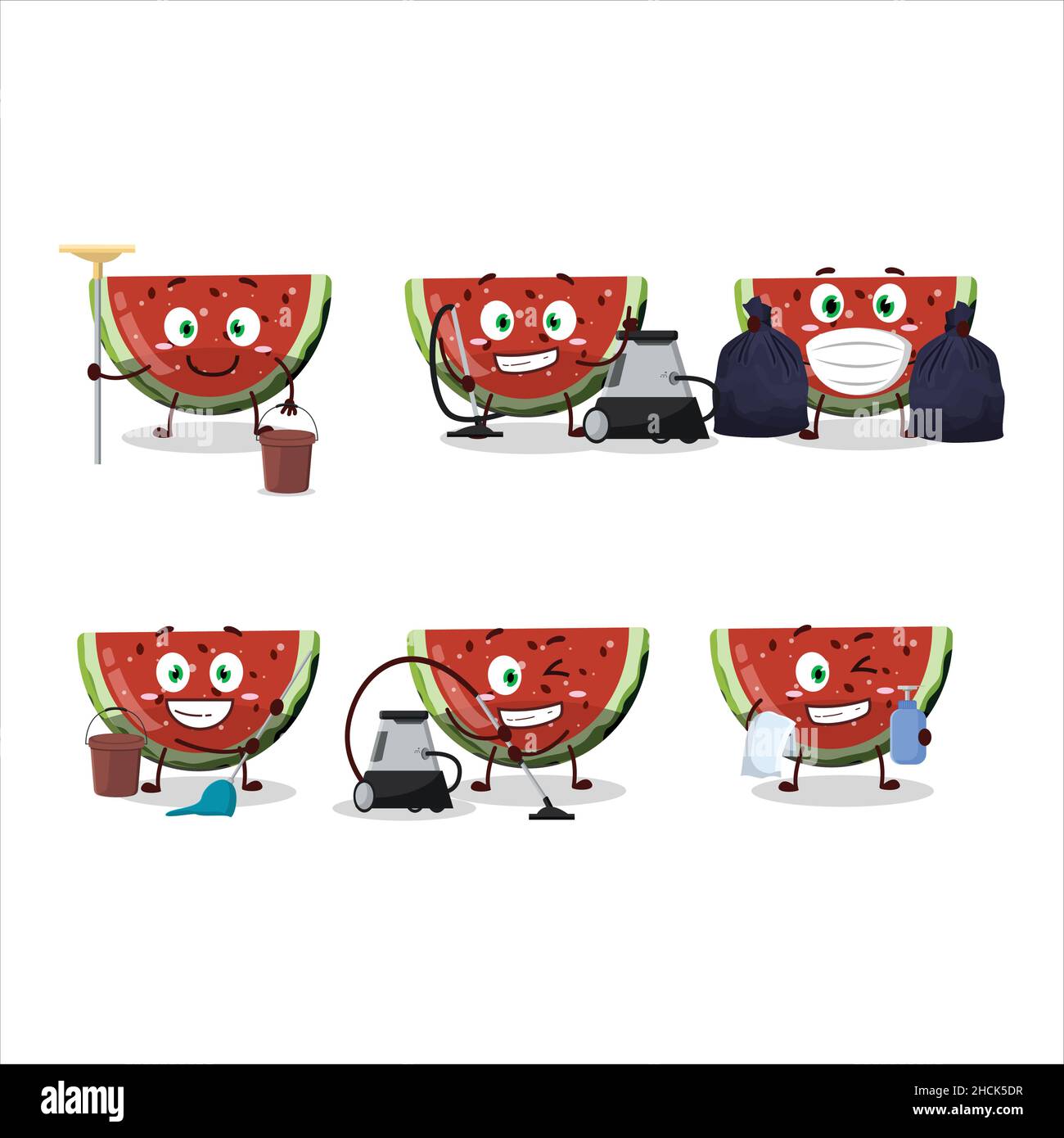Cleaning service watermelon gummy candy cute cartoon character using ...