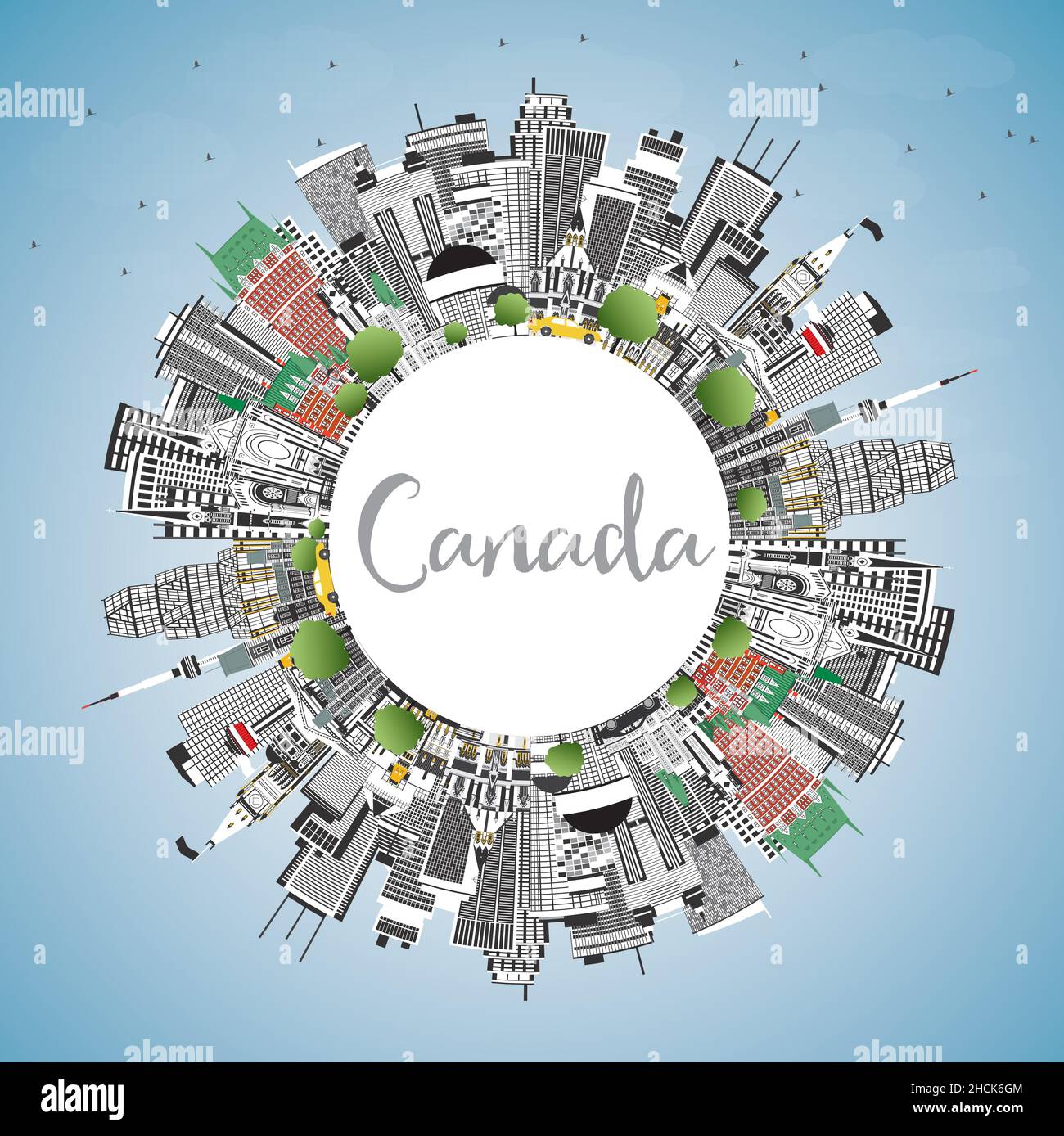 Canada City Skyline with Gray Buildings, Blue Sky and Copy Space ...