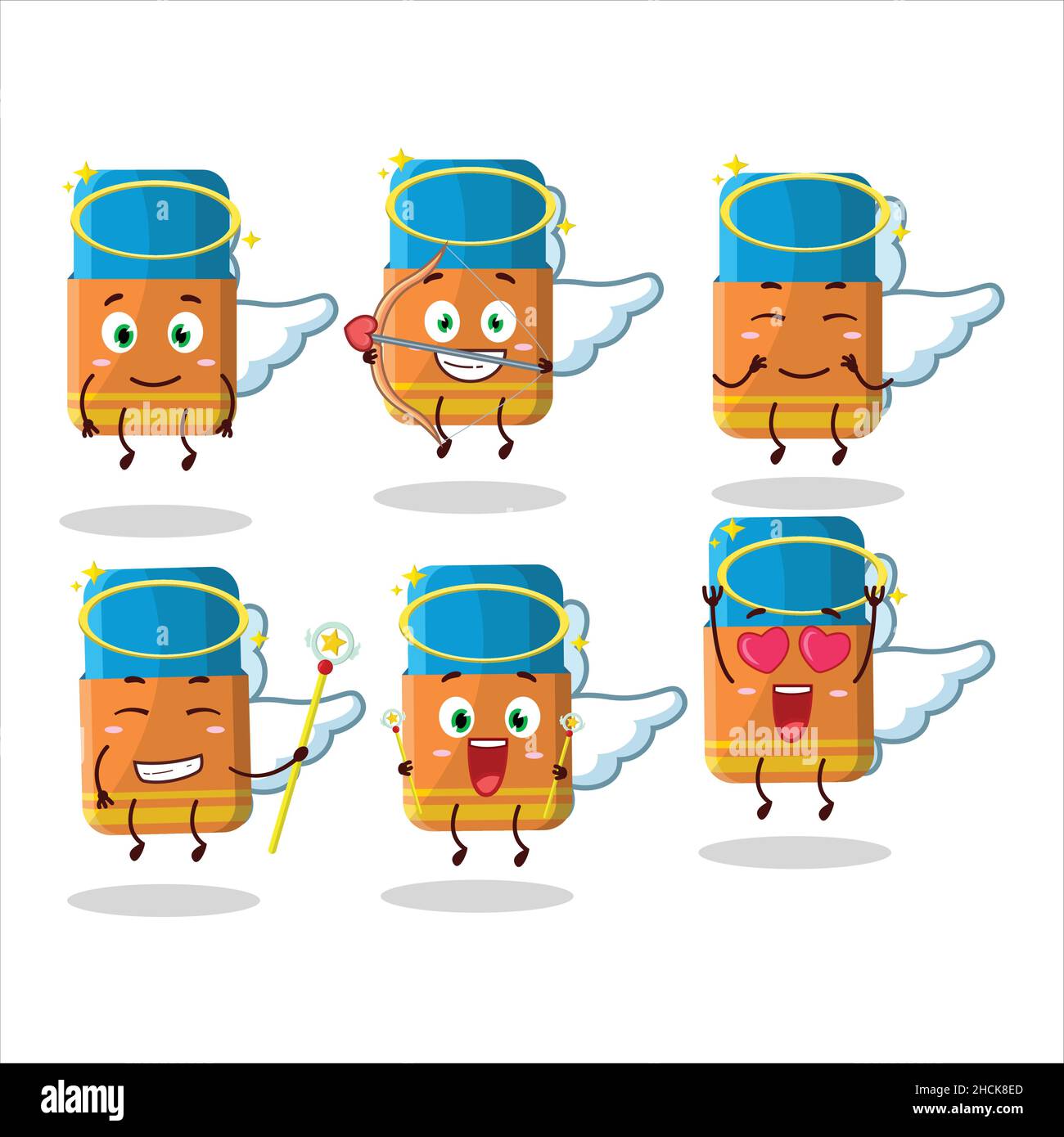 Orange eraser cartoon designs as a cute angel character. Vector ...