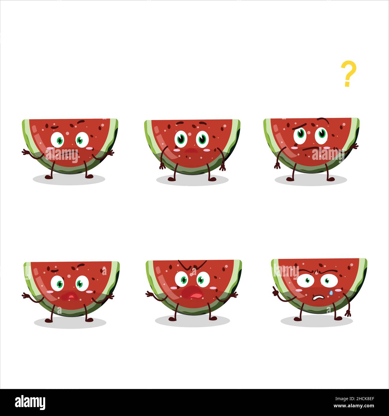 Cartoon character of watermelon gummy candy with what expression ...
