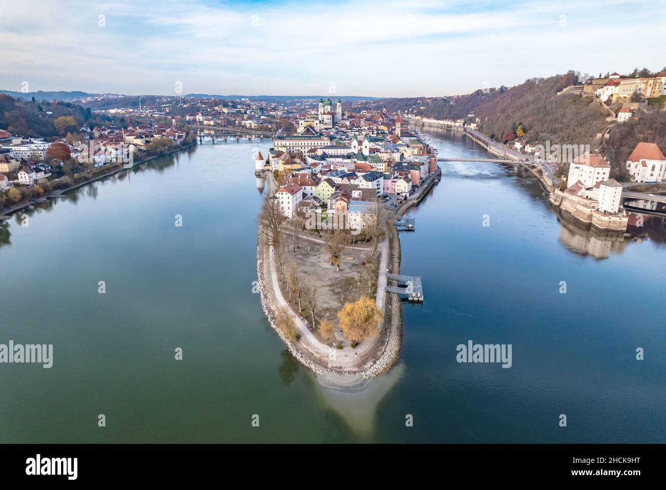 The City of Passau on the River Danube in Germany Aerial View Stock ...