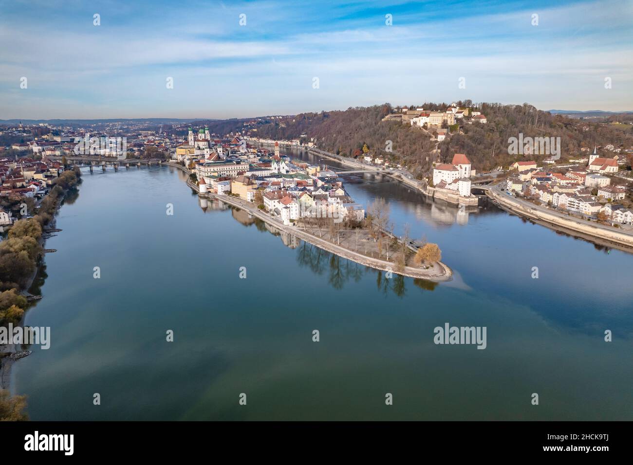 The City of Passau on the River Danube in Germany Aerial View Stock ...