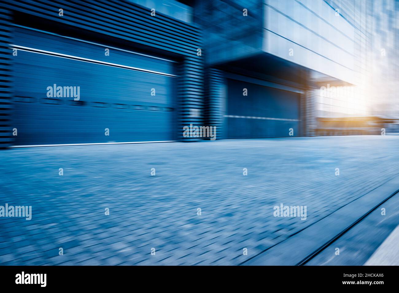 empty brick floor front of modern building Stock Photo - Alamy