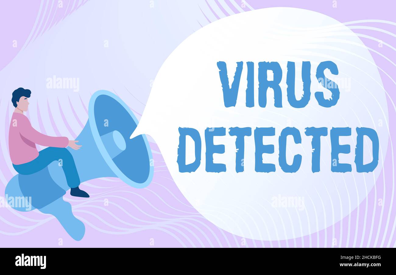 Text caption presenting Virus Detected. Internet Concept A computer ... Text caption presenting Virus Detected. Internet Concept A computer ...